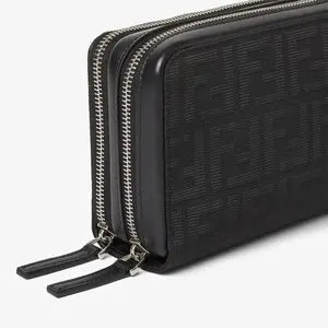 Fendi Standing Clutch Black Ff Zucca Jacquard Pouch